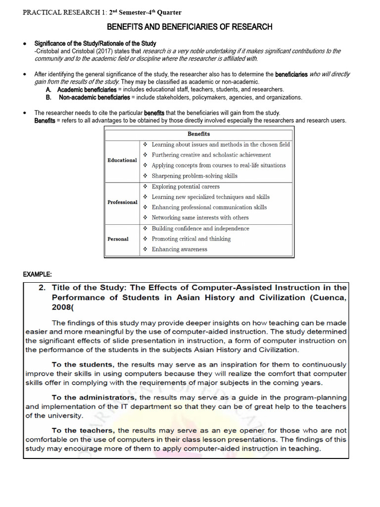 Benefits and Beneficiaries of Research | PDF | Primary Sources ...