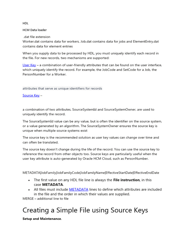 Creating A Simple File Using Source Keys Hdl Hcm Data Loader Pdf Computer File Metadata 6898
