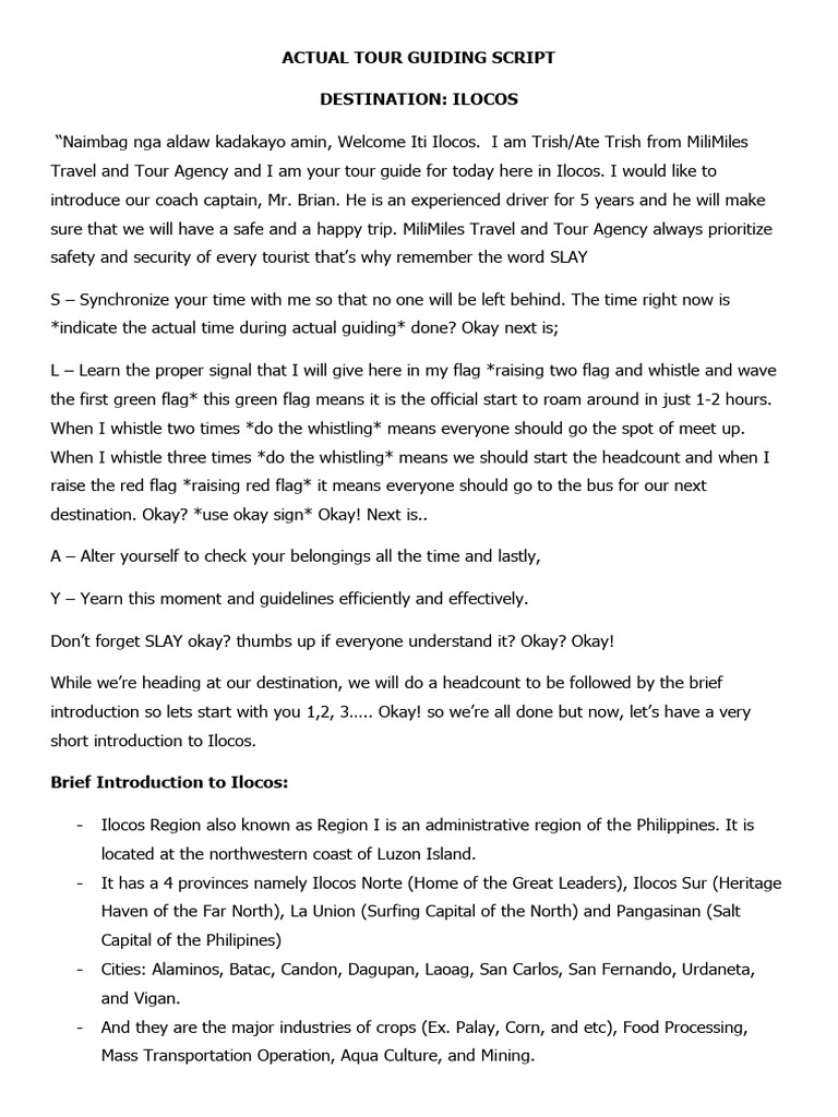 Actual Tour Guiding Script | PDF