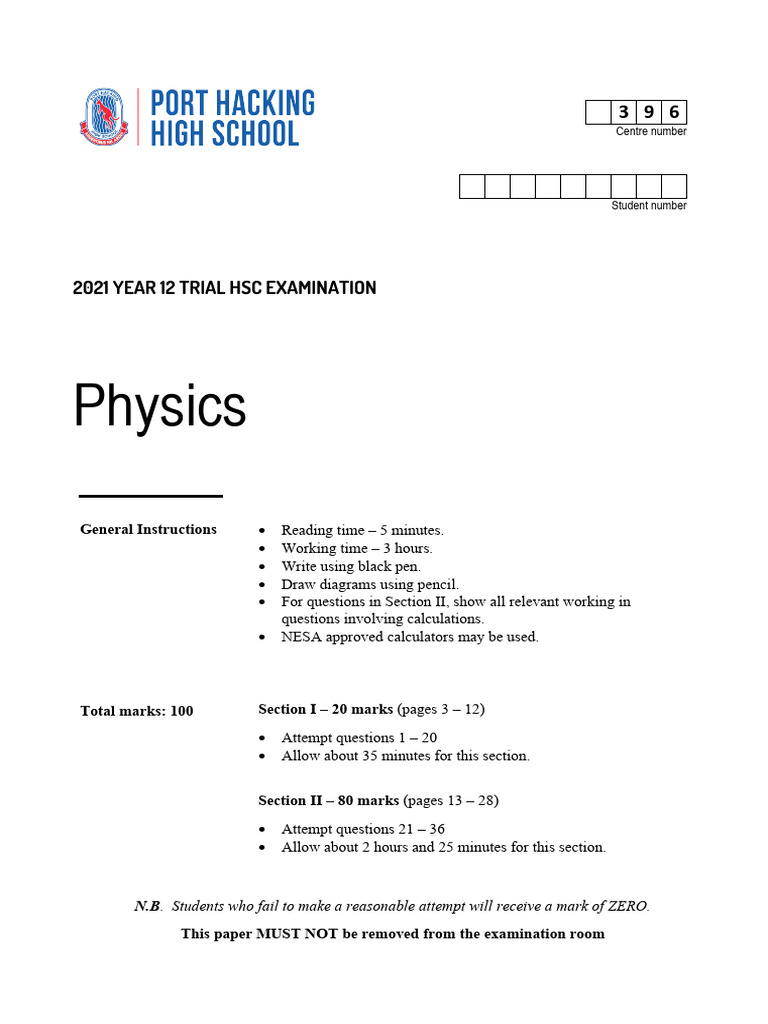 Port Hacking 2021 Physics Trials | PDF | Light | Electron