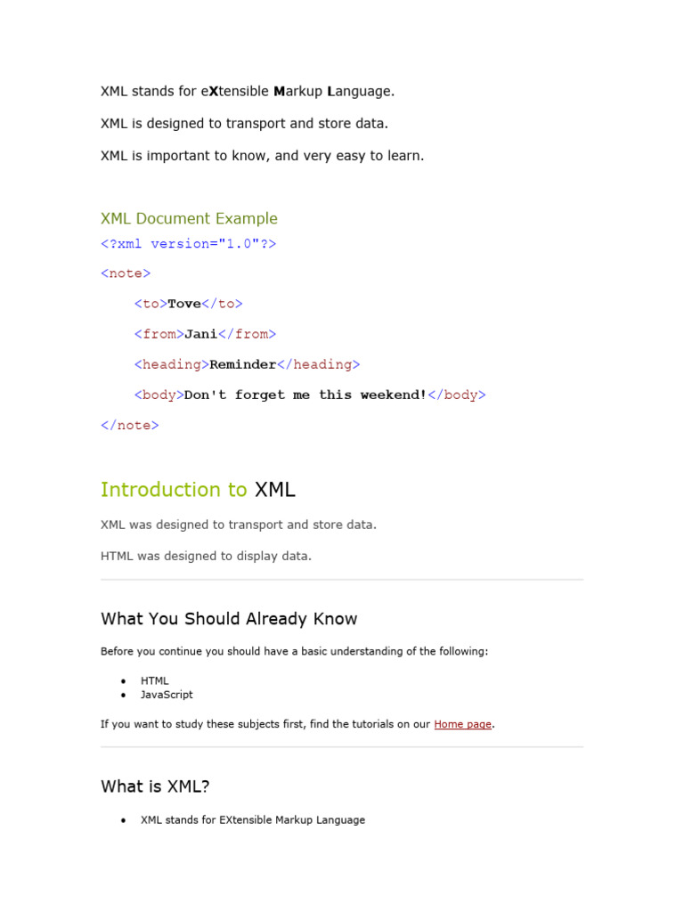 XML Stands For Extensible | Download Free PDF | Html | Xml