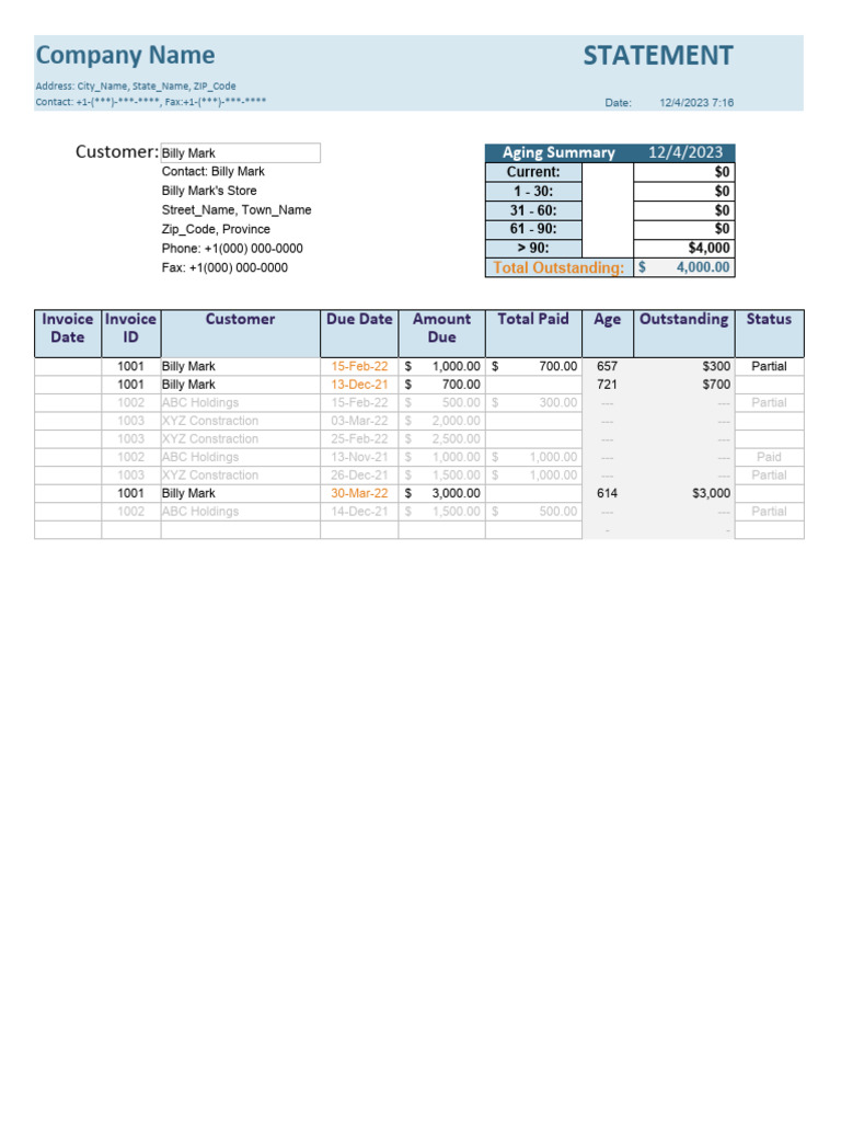 Format and Use of Excel Invoice Tracker | PDF