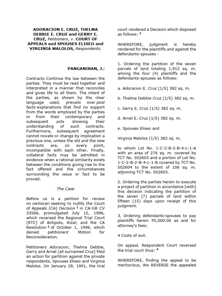 Cruz Vs CA | PDF | Concurrent Estate | Deed