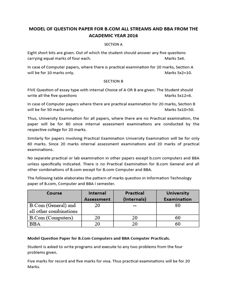 Model of Question Paper For B 22112016 | PDF
