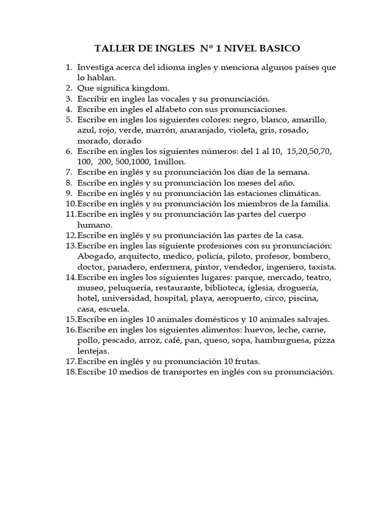 Modulo de Ingles 1-5 | PDF