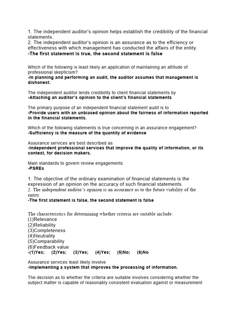 Exercise | PDF | Going Concern | Financial Audit