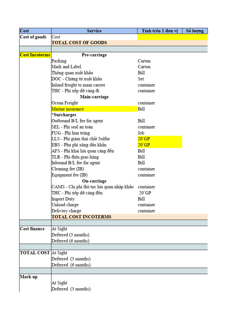 Sample 2023 Tinh Gia Ban Theo DK Incoterms | PDF | Trade | Logistics