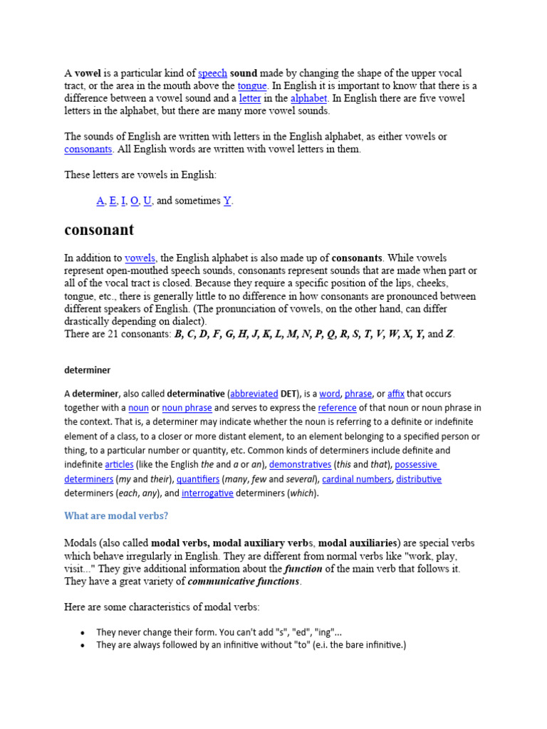 A Vowel Is A Particular Kind of Speech Sound Made by Changing The Shape ...