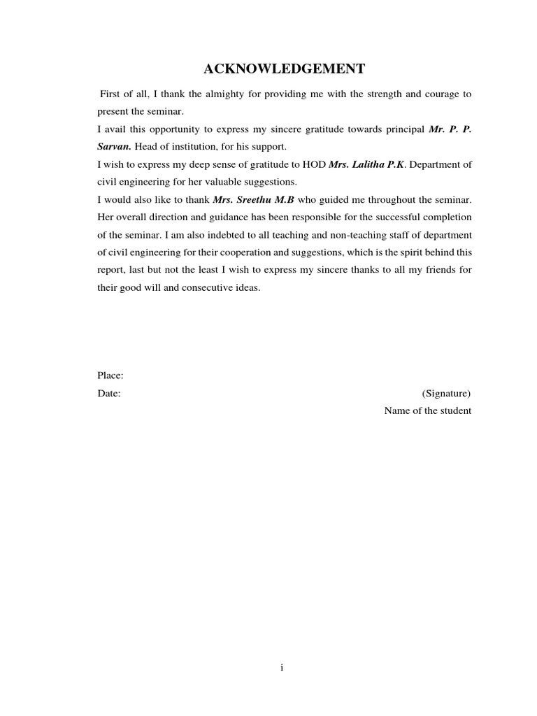 Acknowledgment | PDF | Civil Engineering