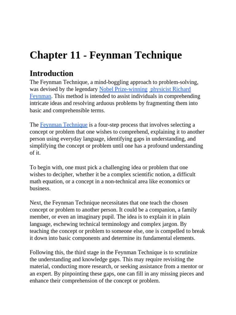 Mastering Concepts with the Feynman Technique | PDF | Understanding ...