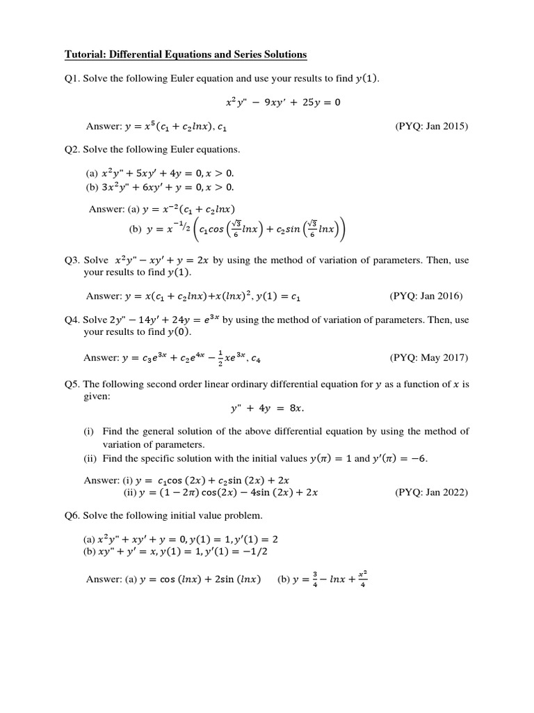 Tutorial 1 Topic 2 - QP | PDF | Equations | Mathematical Analysis
