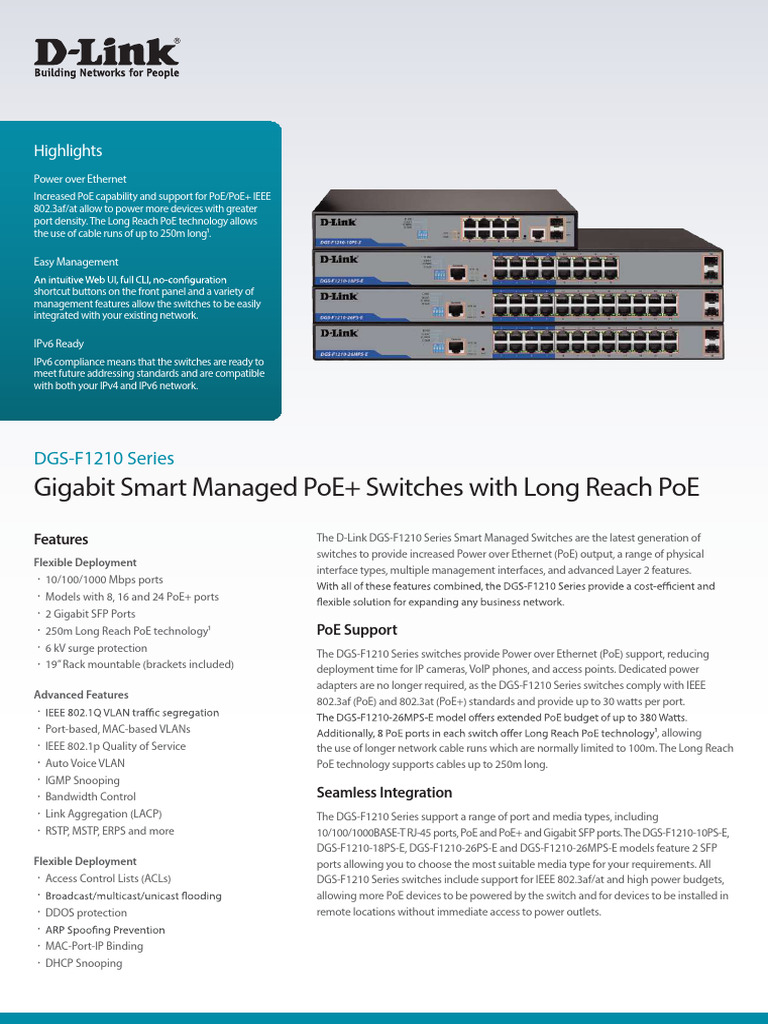 D-Link DGS-F1210 Series PoE Switches | PDF | Network Switch | Computer ...