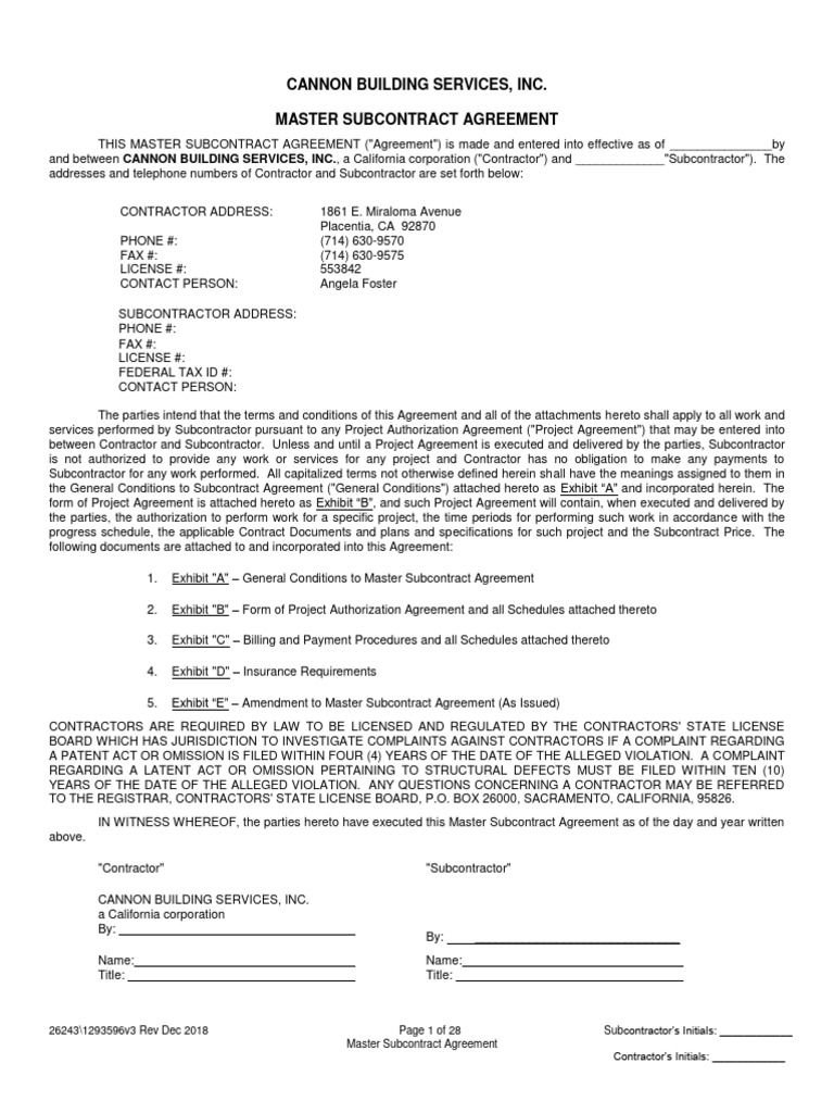 Vdocuments - MX - Master Subcontract Agreement Cannon Building | PDF ...
