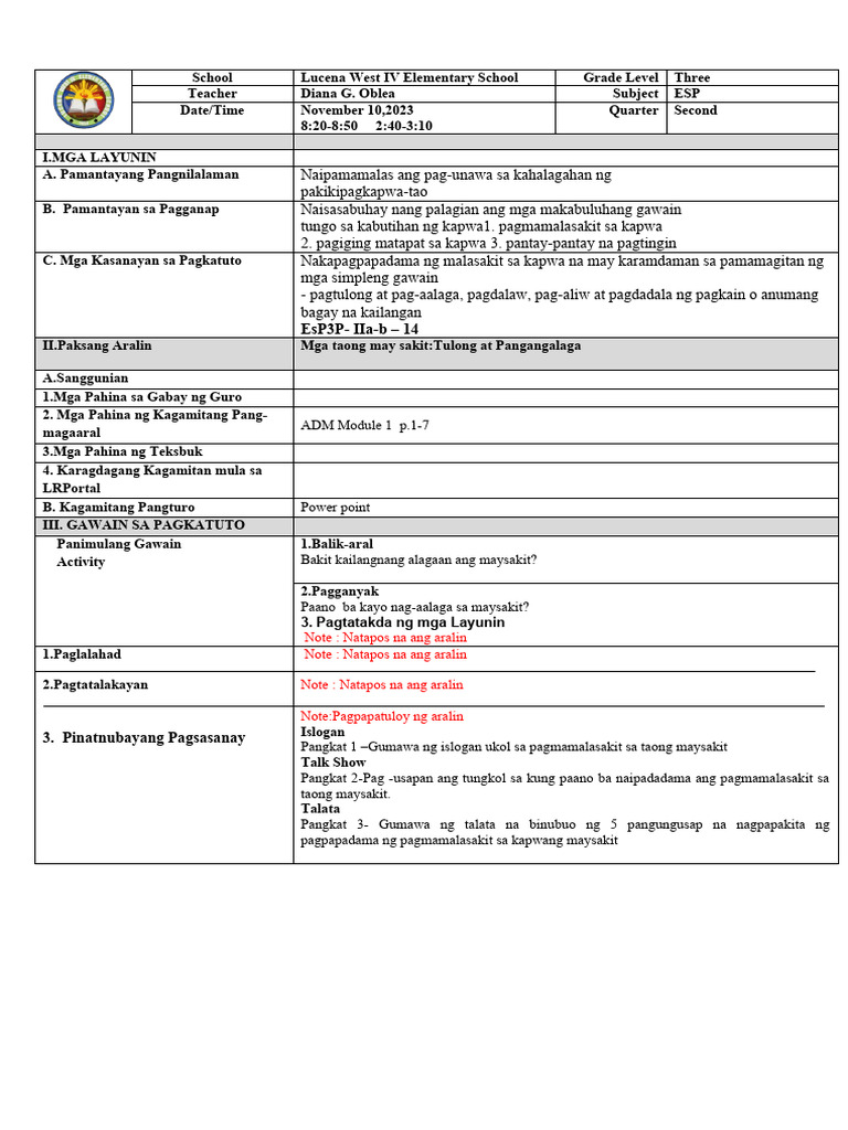 2nd-ESP WEEK 1-Day 4 | PDF