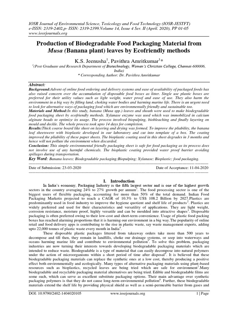 Production of Biodegradable Food Packaginggg | PDF | Plastic | Biodegradation