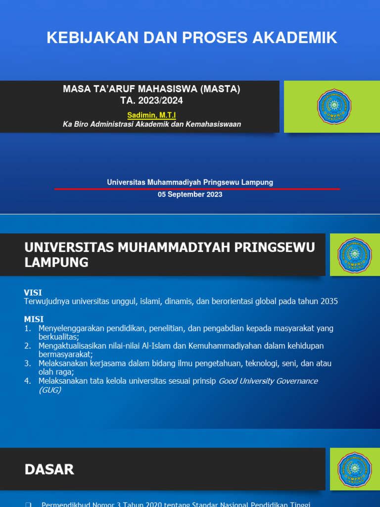 Materi Kebijakan Dan Proses Akademik Masta Umpri 2023 - Sadimin | PDF ...
