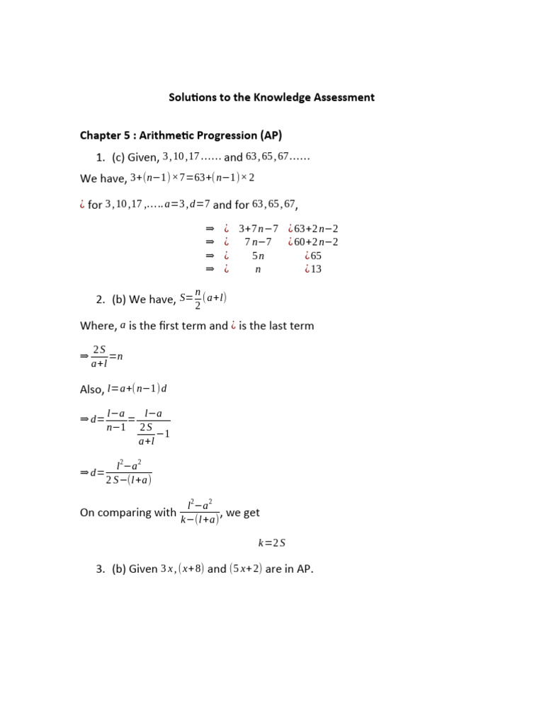 05-Arithmetic Progression (AP) - Solution | PDF | Arithmetic | Numbers