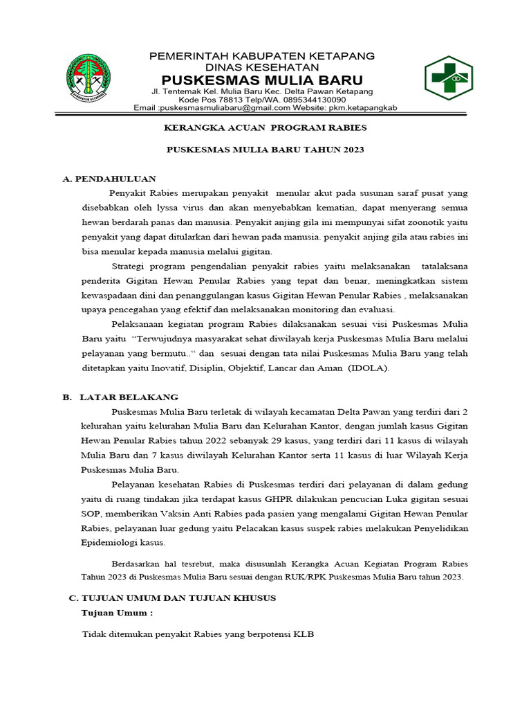 Program Rabies Puskesmas 2023 | PDF
