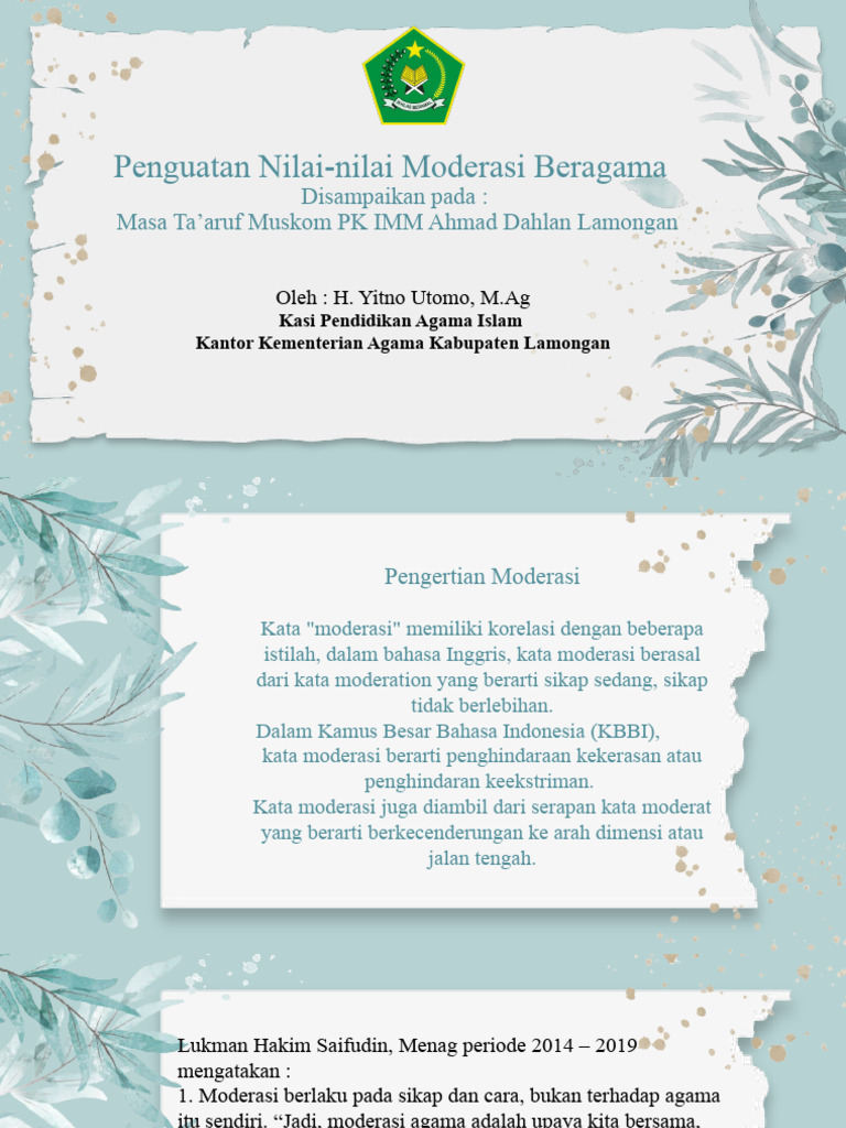 Moderasi Beragama - IMM | PDF