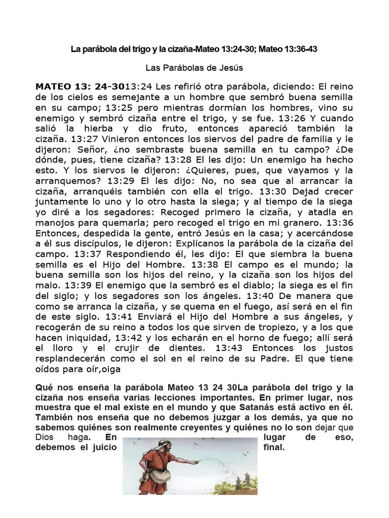 La Parábola Del Trigo y La Cizaña | PDF | Derecho