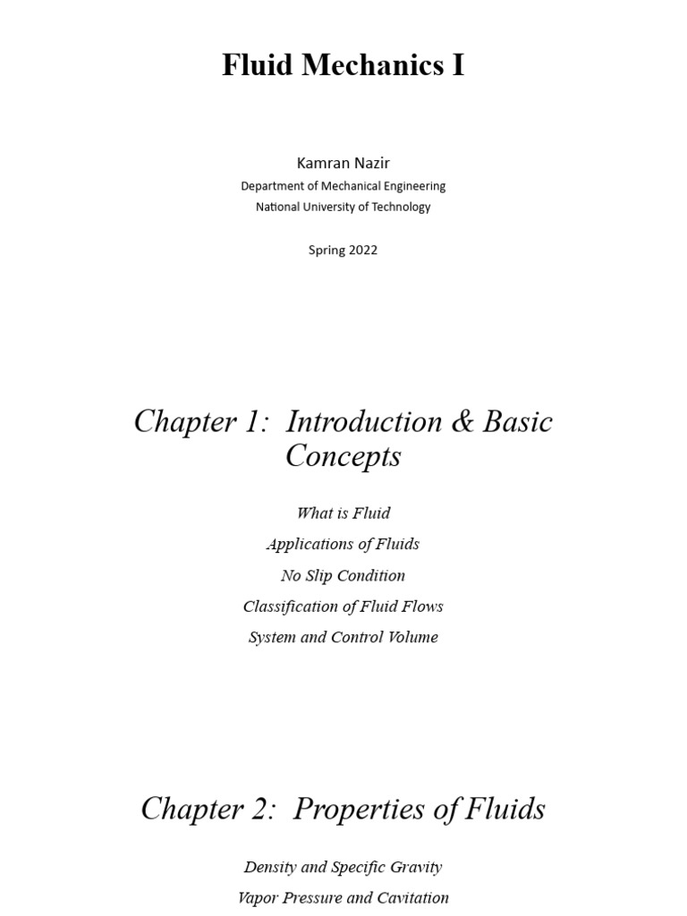 FM Lec 01 CH 1,2 | PDF | Fluid Dynamics | Fluid Mechanics