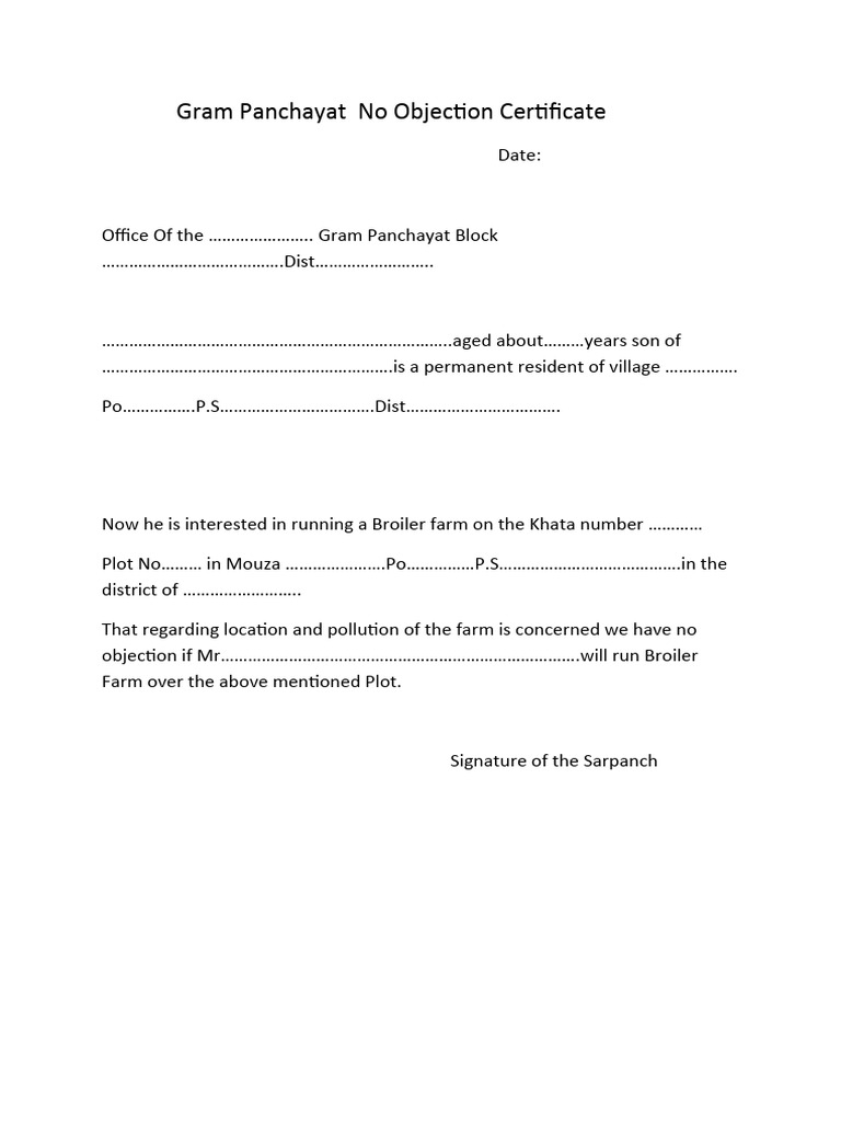 NoC From Gram Panchayat | PDF