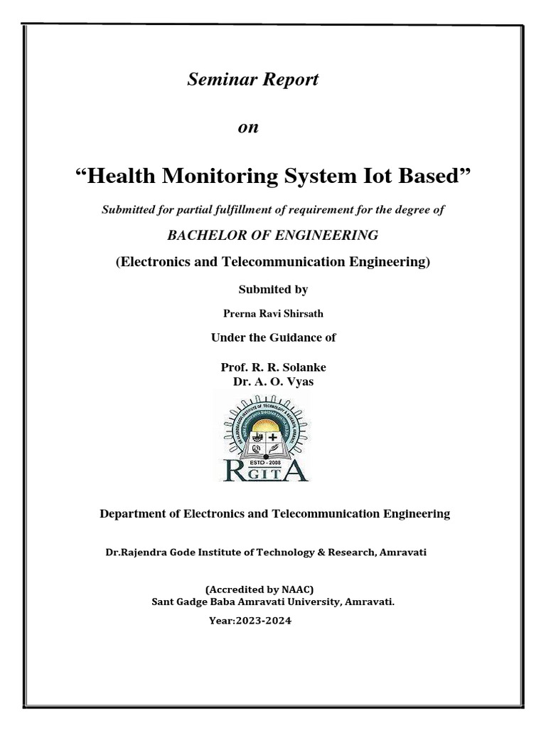 Seminar Report Iot Based Health Monitoring System 2023 | PDF | Internet ...