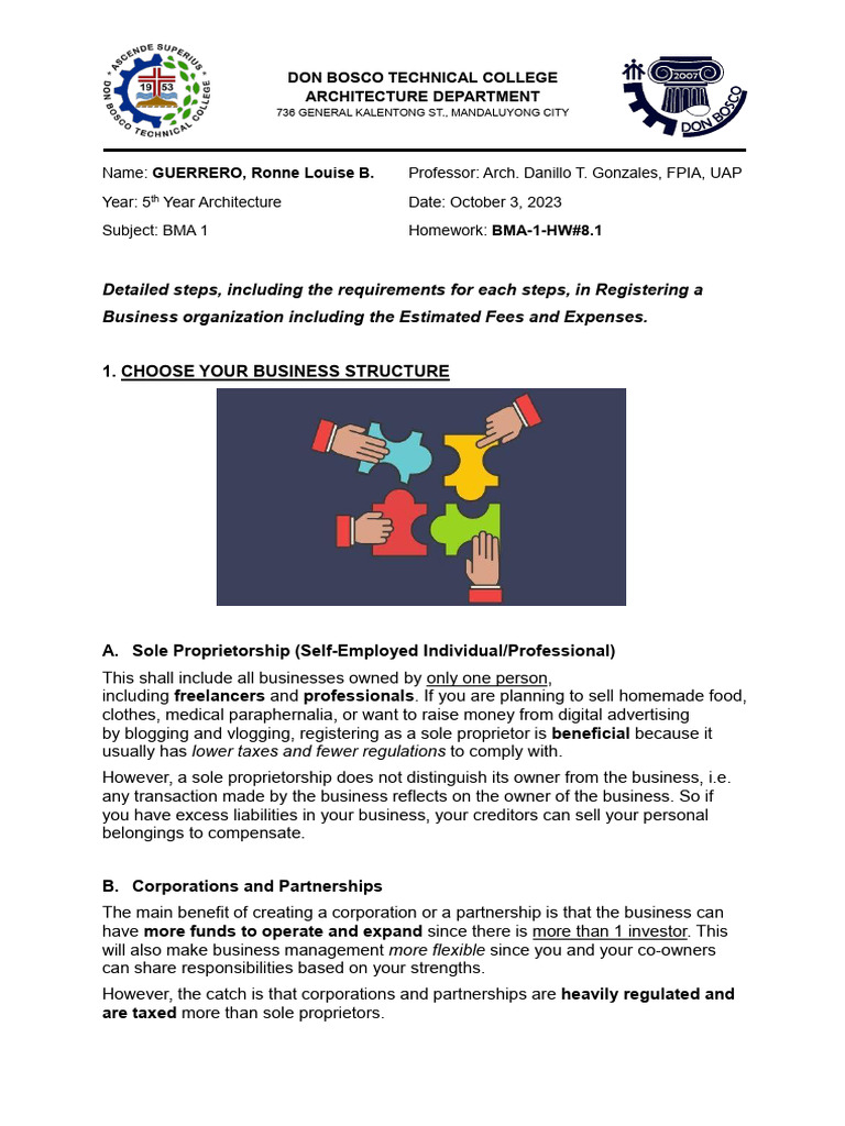 BMA 1 HW#8.1 GUERRERO, RonneLouise | PDF | Sole Proprietorship ... BMA 1 HW#8.1 GUERRERO, RonneLouise | PDF | Sole Proprietorship ...