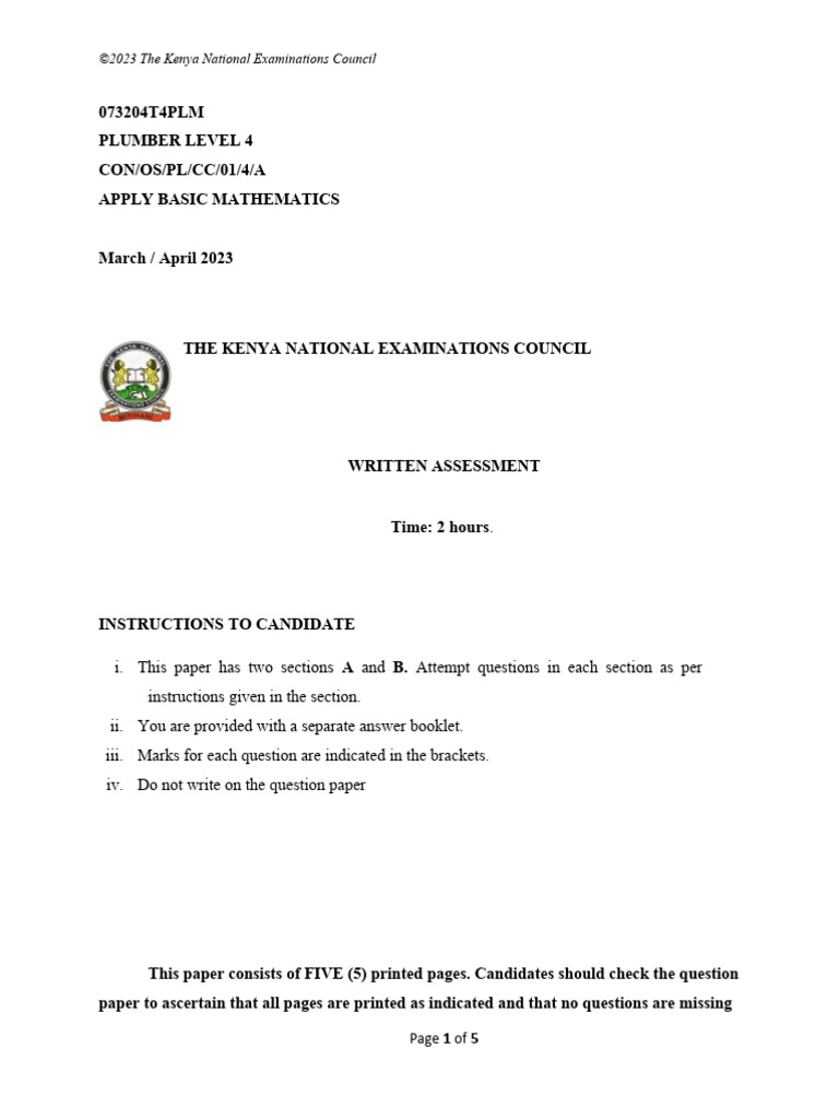 4-Plumbing-1679487106.candidate Tool Written | PDF | Circle | Geometry