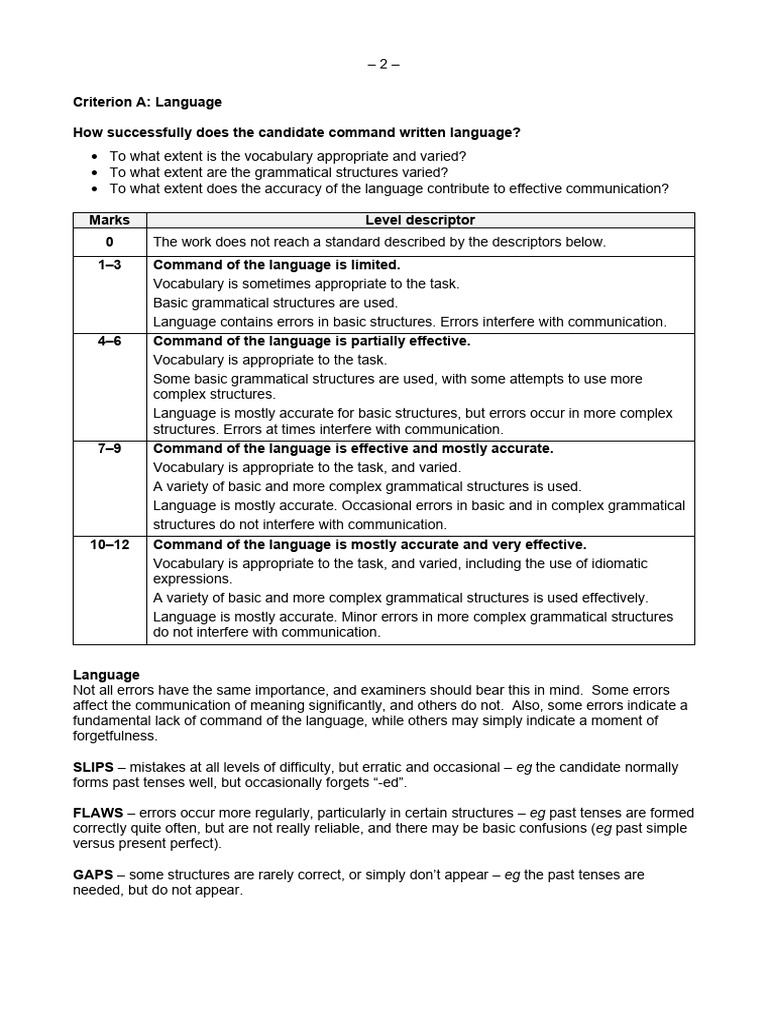 BSL寫作評分標準 | PDF | Communication | Cognition