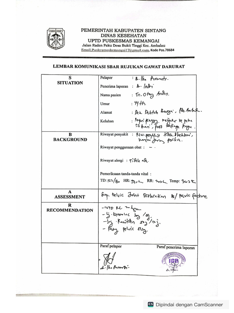 Bukti Komunikasi Efektif (SBAR) Untuk Rujukan | PDF