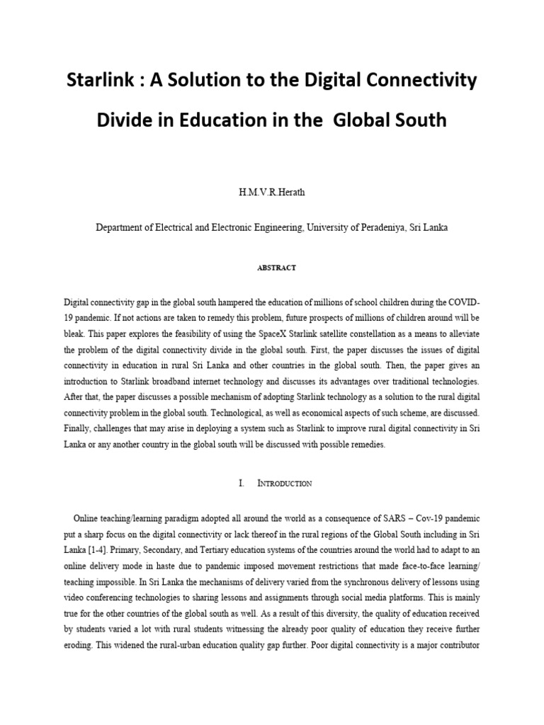 Starlink A Solution To The Digital Connectivity | PDF | Communications ...