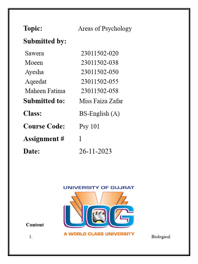 Psychology Assignment 1 | PDF | Psychology | Clinical Psychology