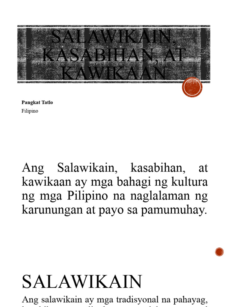 Salawikain, Kasabihan, at Kawikaan | PDF