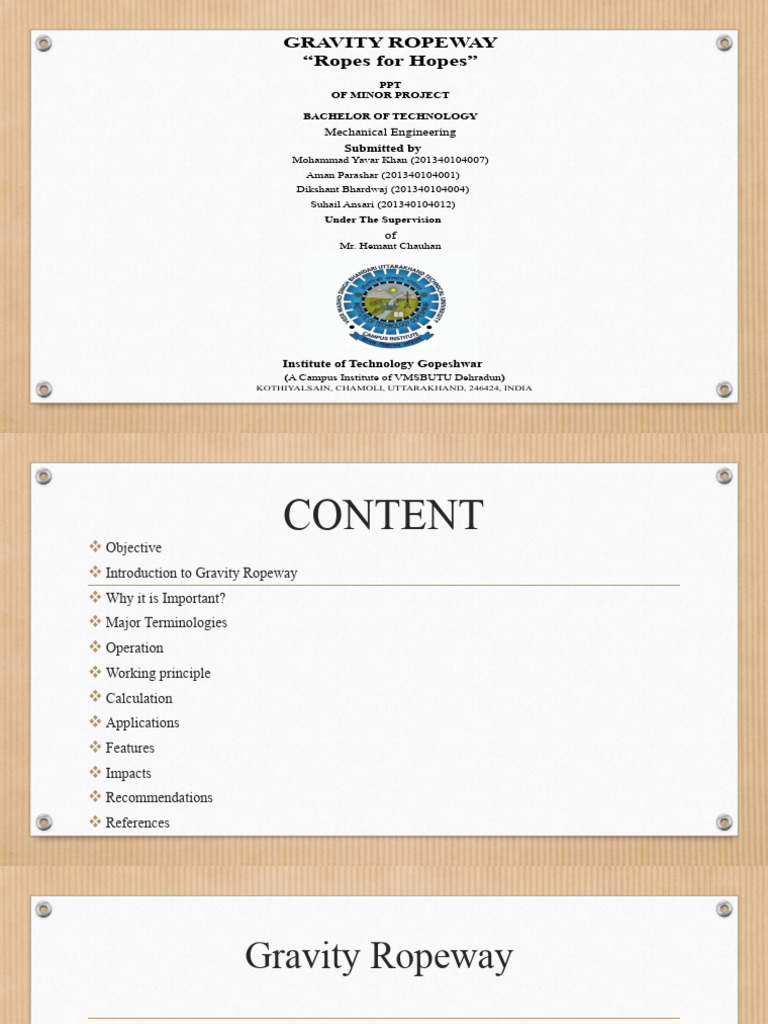 Gravity Ropeway | PDF | Gravity | Force