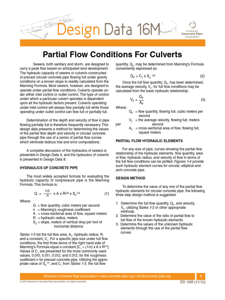 DD - 16M - Partial Flow Conditions For Culverts | PDF | Mechanical ...