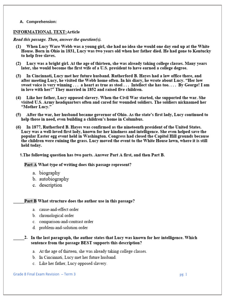 8 T3 Final Exam Revision | PDF