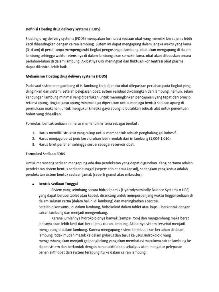 Floating Drug Delivery Systems | PDF