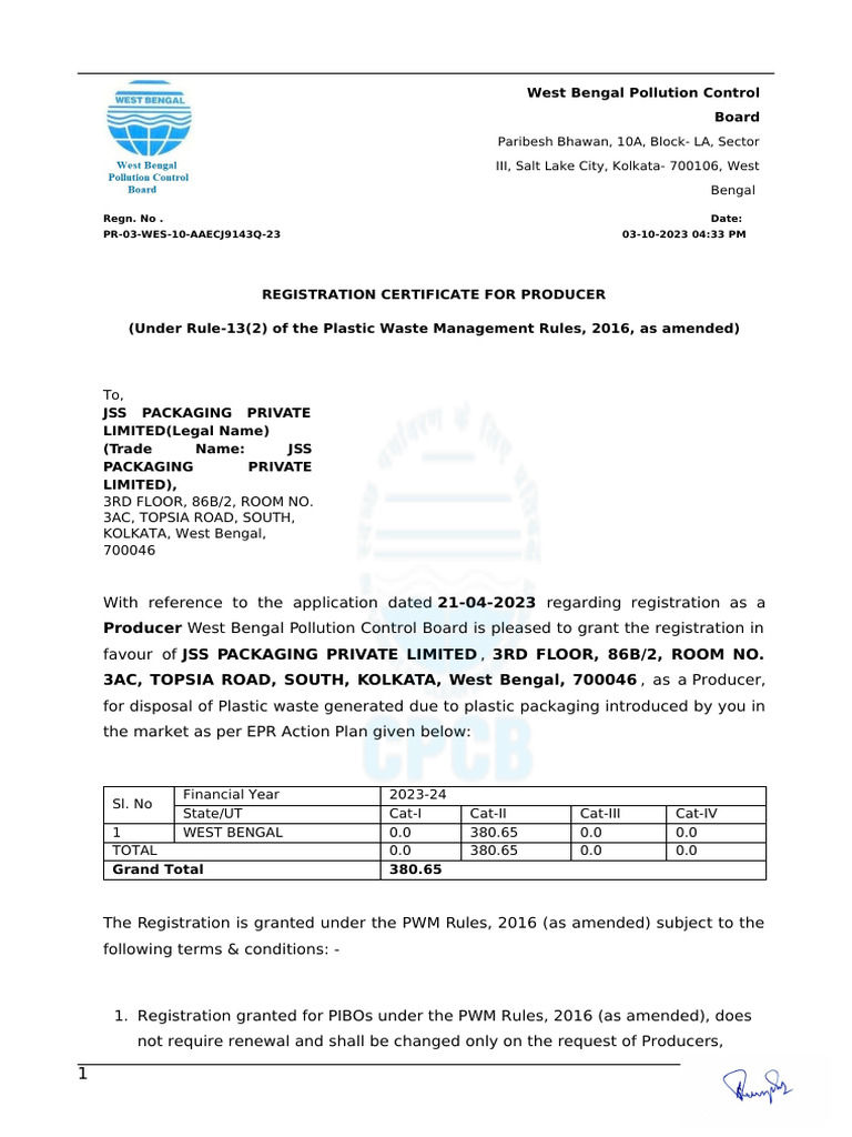 EPR - JSS Certificate | PDF | Plastic | Justice