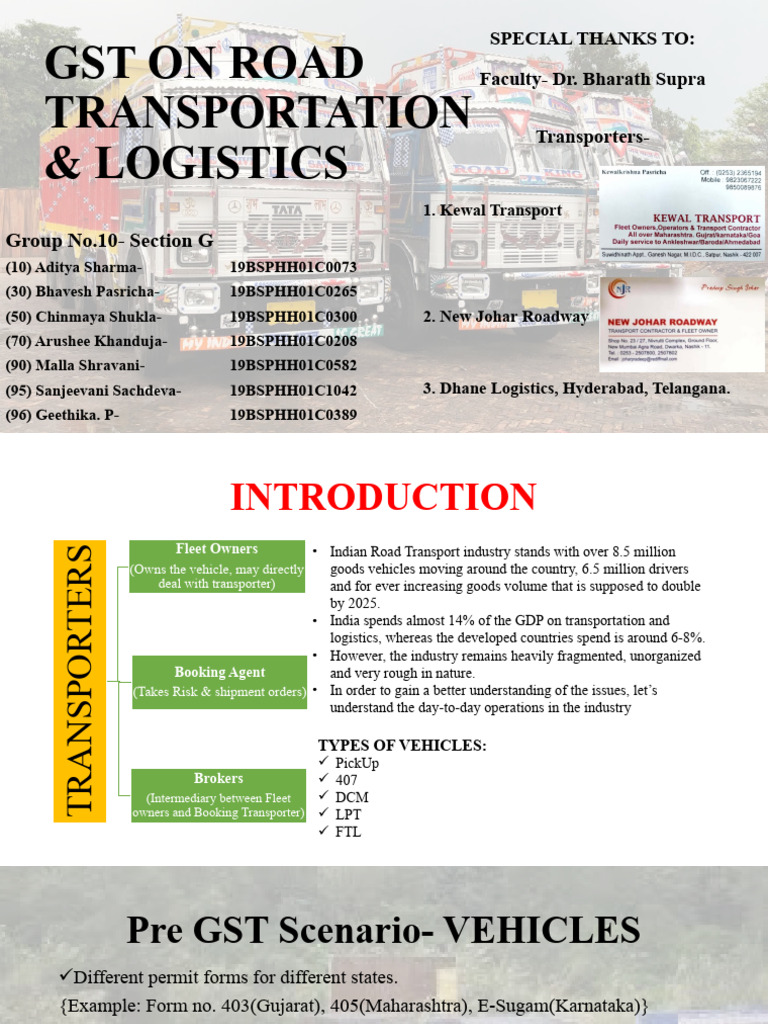 GST Impact on Indian Road Transport | PDF | Value Added Tax | Taxes