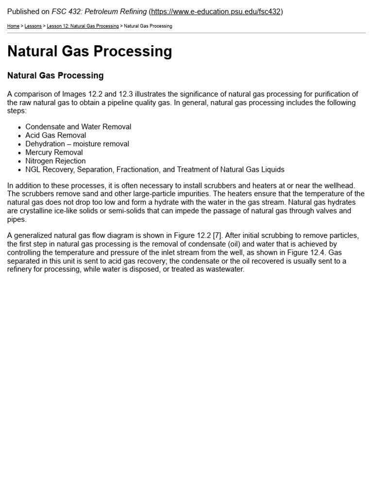 Natural Gas Processing Steps Explained | PDF | Natural Gas Processing ...