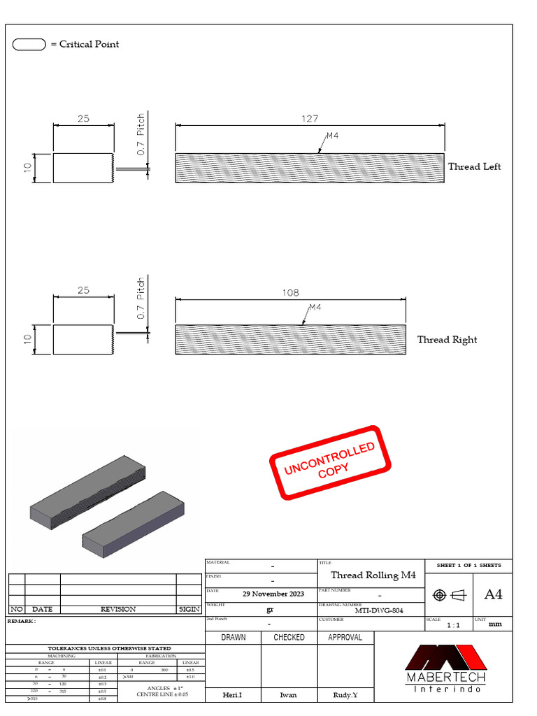 DWG-804 - Thread Rolling M4 T.10 | PDF