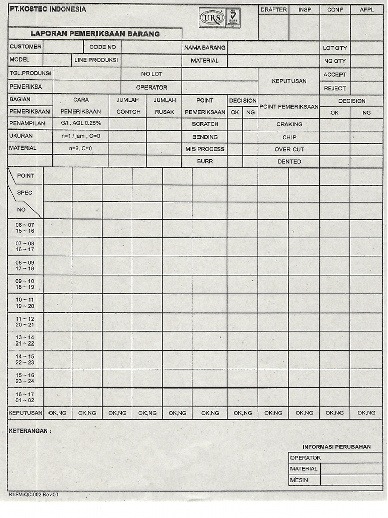 Form Laporan Pemeriksaan Barang | PDF