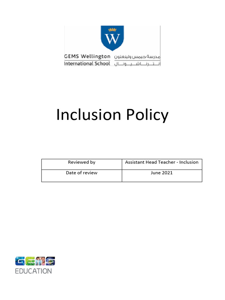 Inclusion Policy v2 | PDF | Social Exclusion | Learning