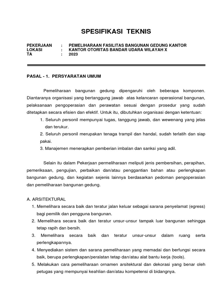 Pemeliharaan Gedung Kantor Bandara | PDF | Teknologi & Rekayasa