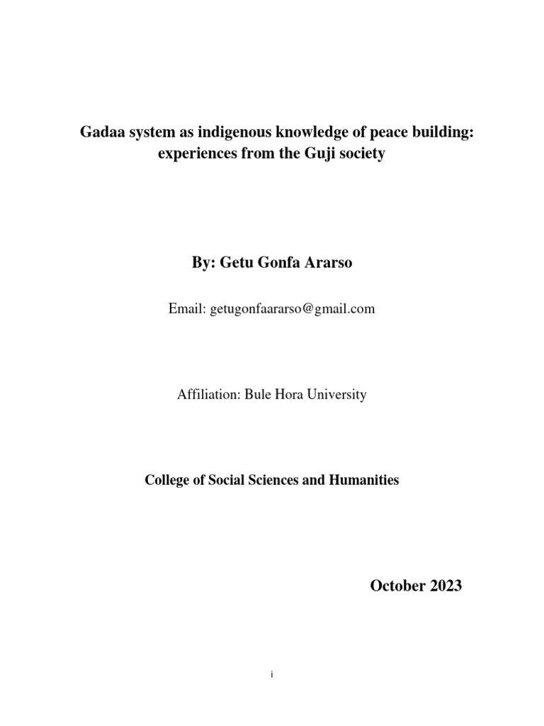 Gadaa System: Guji Peace Building | PDF | Peace