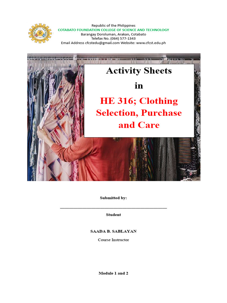 Worksheets For Module 1and 2 | PDF | Clothing | Textiles