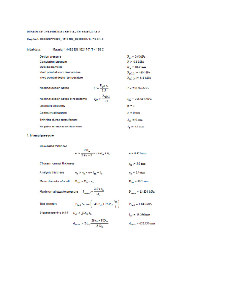 Cylindrical Shell Modification Calc | PDF