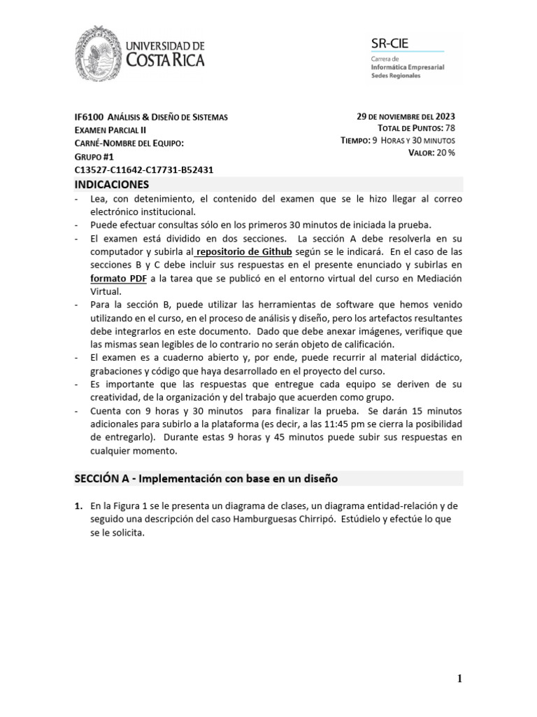 Examen Parcial II: Análisis de Sistemas | PDF | Bases de datos | Diseño