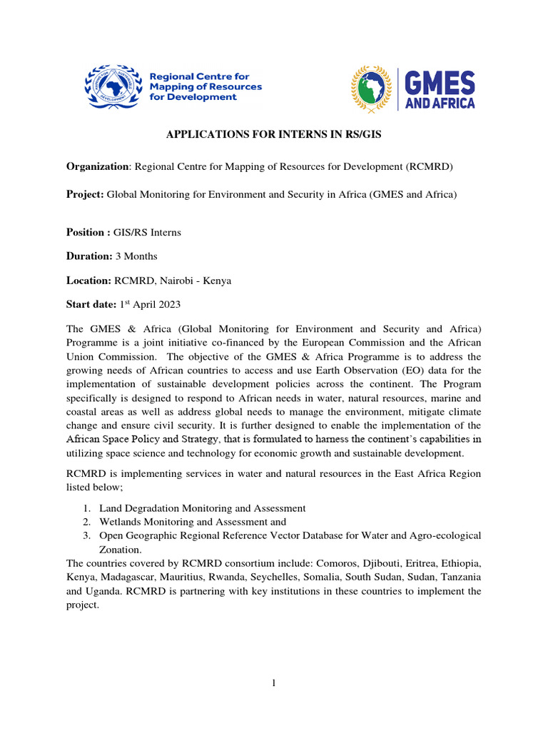 Application For Interns In Rs And Gis Pdf Geographic Information